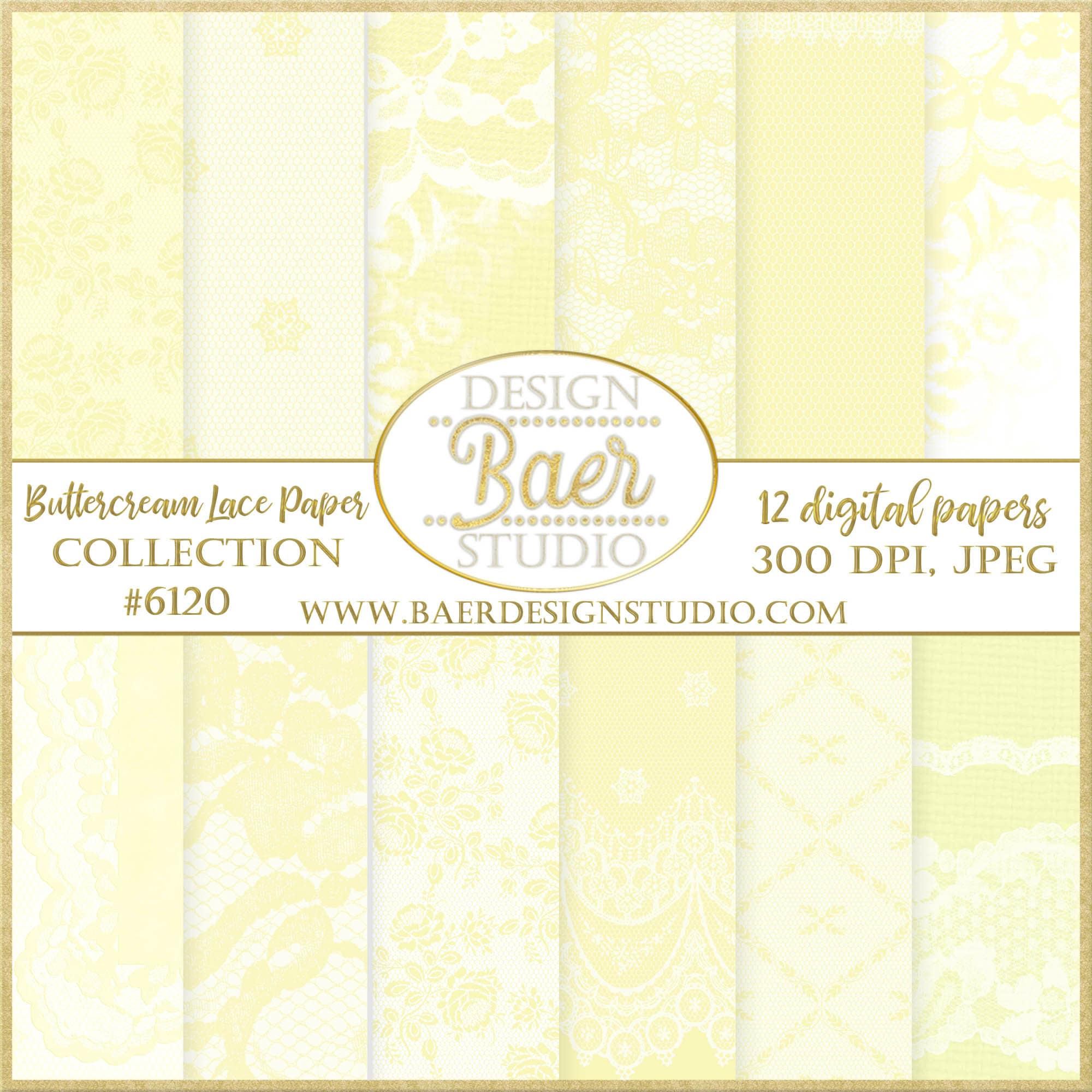 Yellow Digital Paper:yellow Lace Digital Paper Buttercream | Etsy