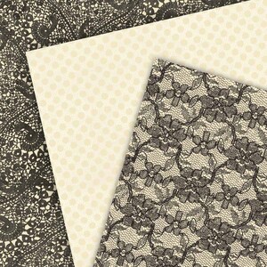Ivory and Black Lace Digital Paper:black and Ivory Digital Background ...