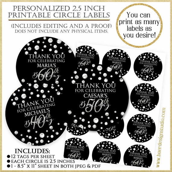Printable Thank You Labels:2 Inch Circle Label 2.5 Inch - Etsy