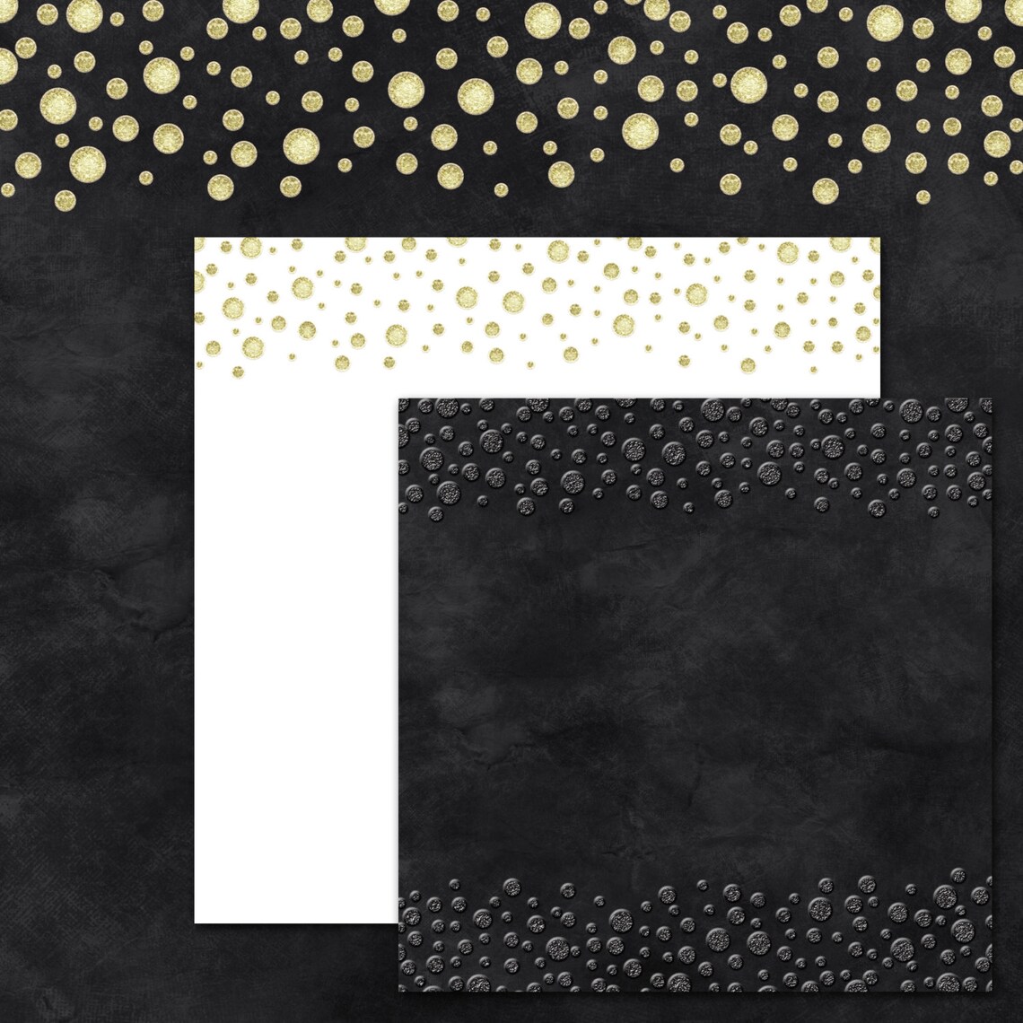 Gold Confetti Digital Paper: Black and White Bokeh Backgrounds (digital ...