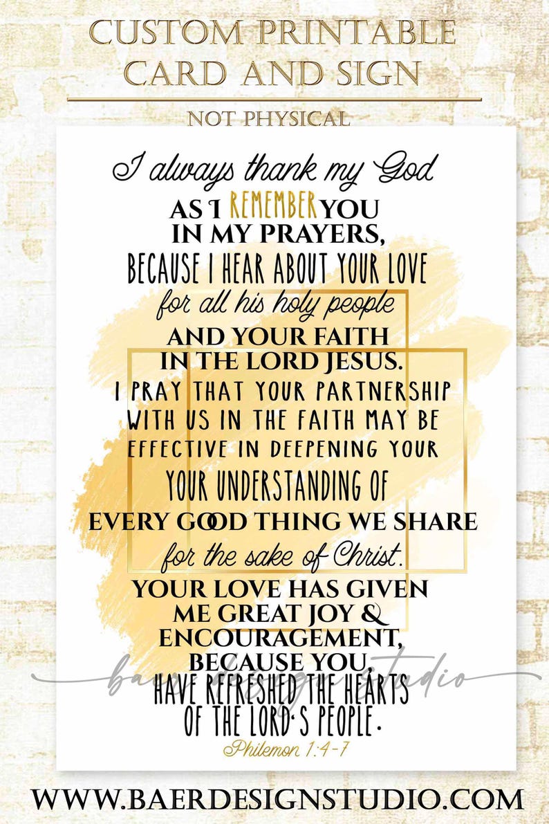Philemon 1:4-7 Bible Verse Printable Sign or Card (digital Download) - Etsy