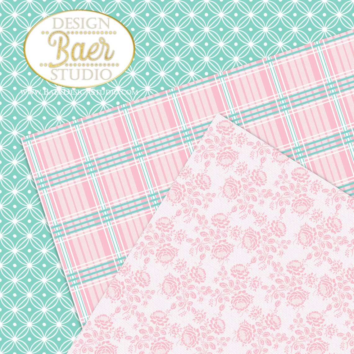 Pink and Turquoise Digital Paper Pink and Teal Digital Paper - Etsy
