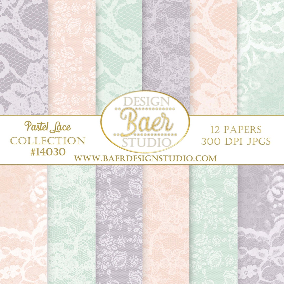 Lace Digital Paper, Pastel Lace Digital Paper, Green Lace Printable ...