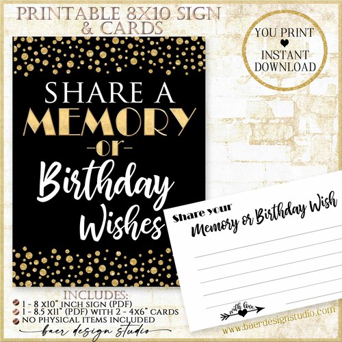 Share a Memory Table Sign 8x10 Printable Birthday Wishes - Etsy