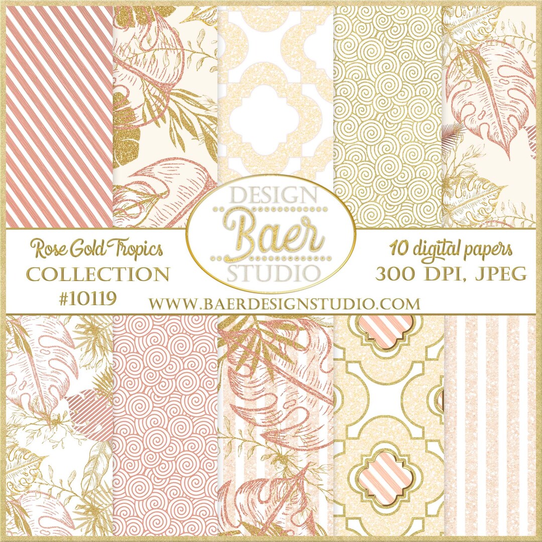 Pink and Gold Tropical Digital Paper Pack (digital Download) - Etsy