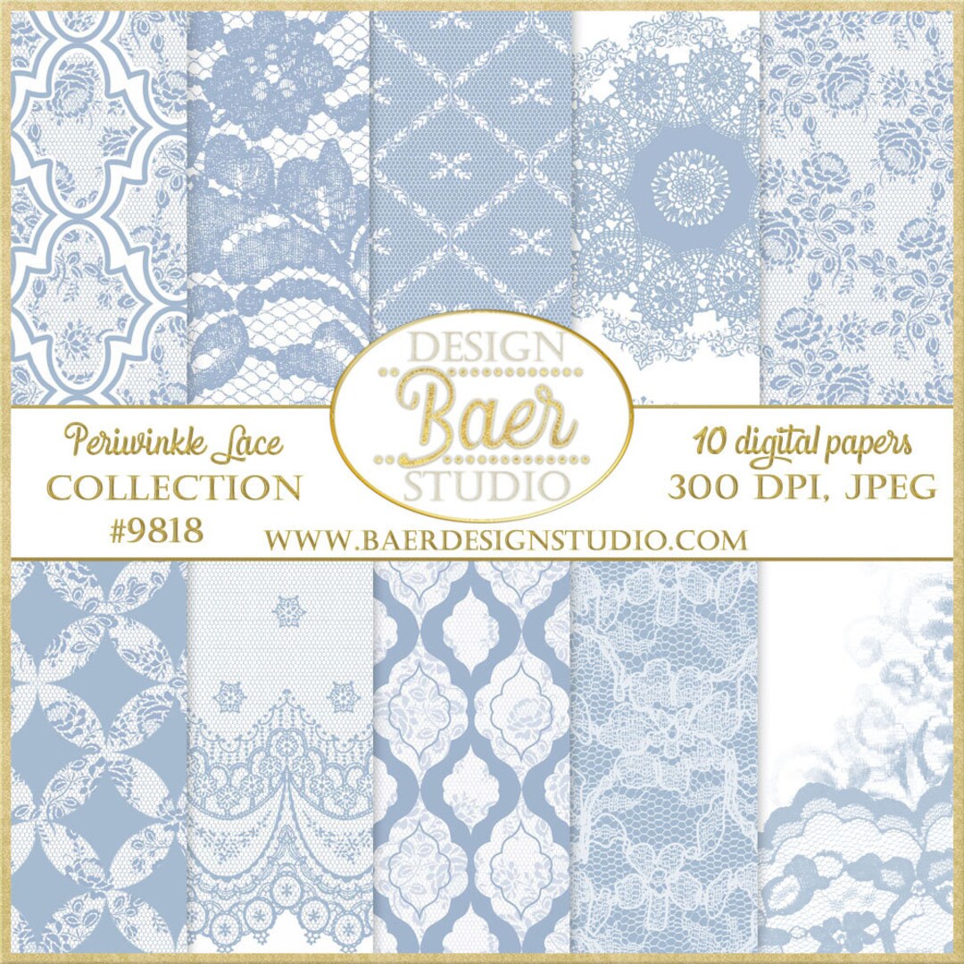 Blue Lace Digital Paper: Periwinkle Wedding Scrapbook (digital Download ...