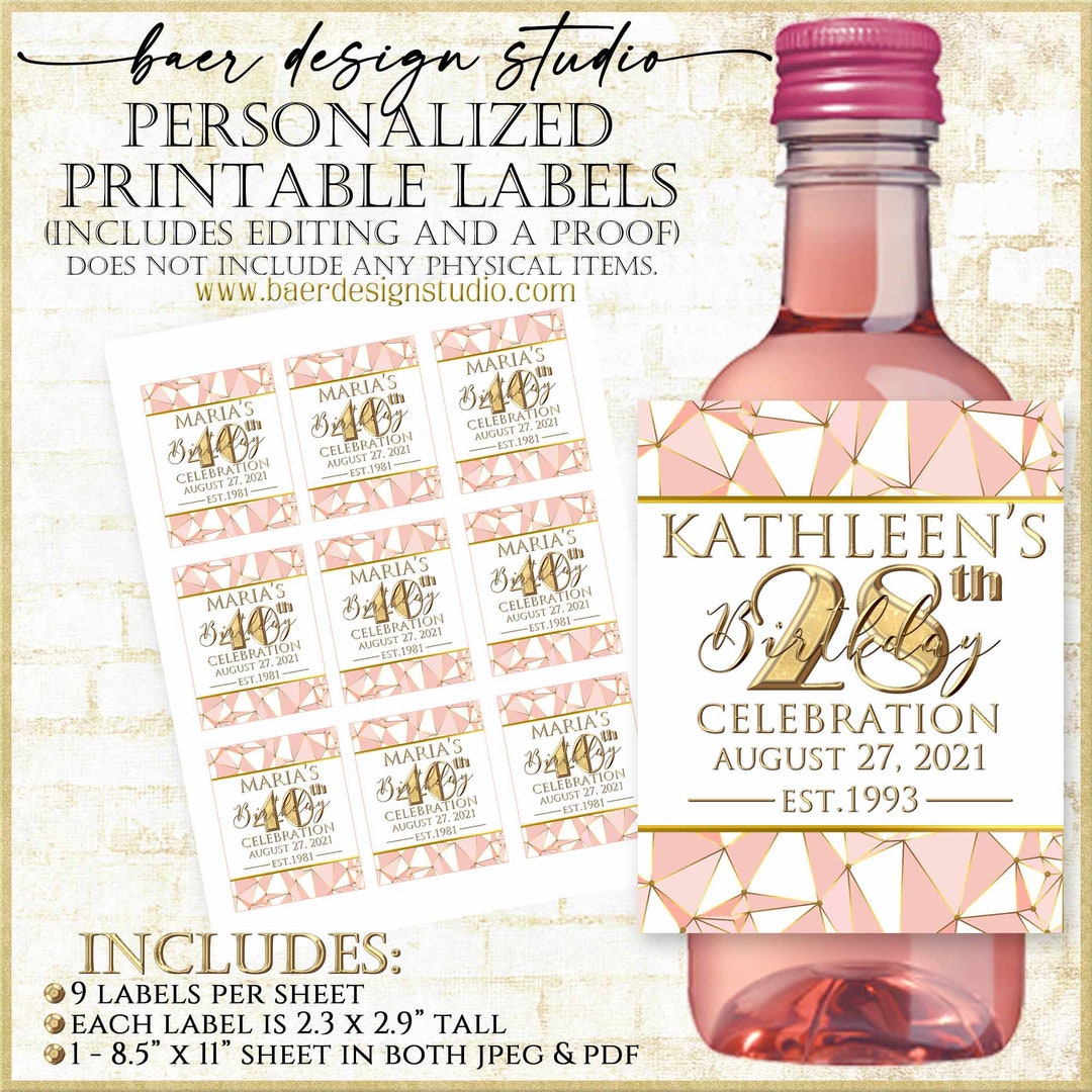 Blush Prism Thank You Wine Bottle Labels:sutter Home Mini Wine - Etsy