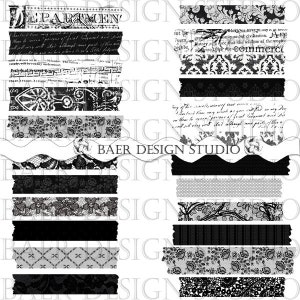 Digital Washi Tape Vintage:black and White Digital Washi Tape, Washi ...