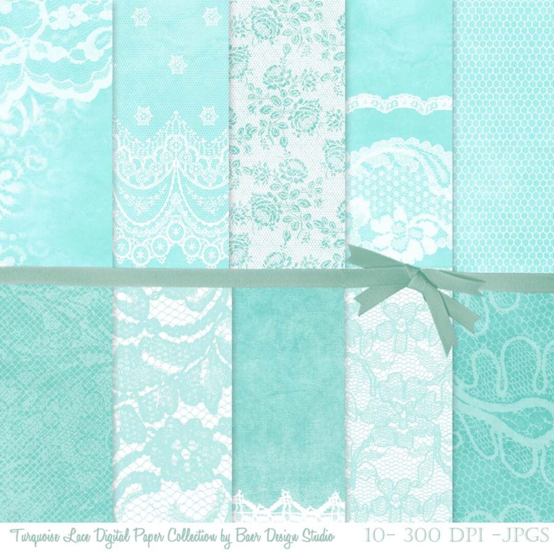 Turquoise Lace Digital Paper:wedding Printable Paper - Etsy