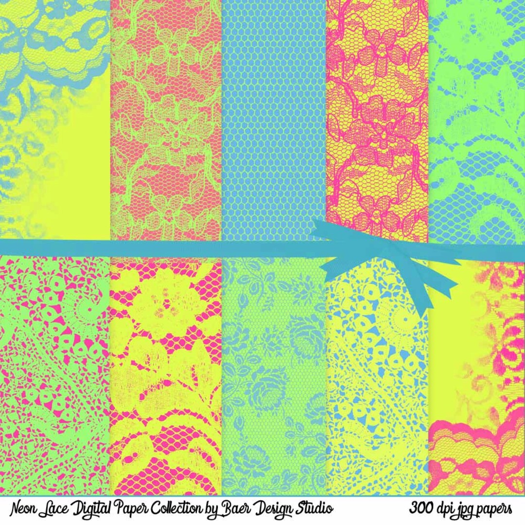 LACE Digital PAPER, Preppy Digital Paper, Neon Lace Digital Paper ...