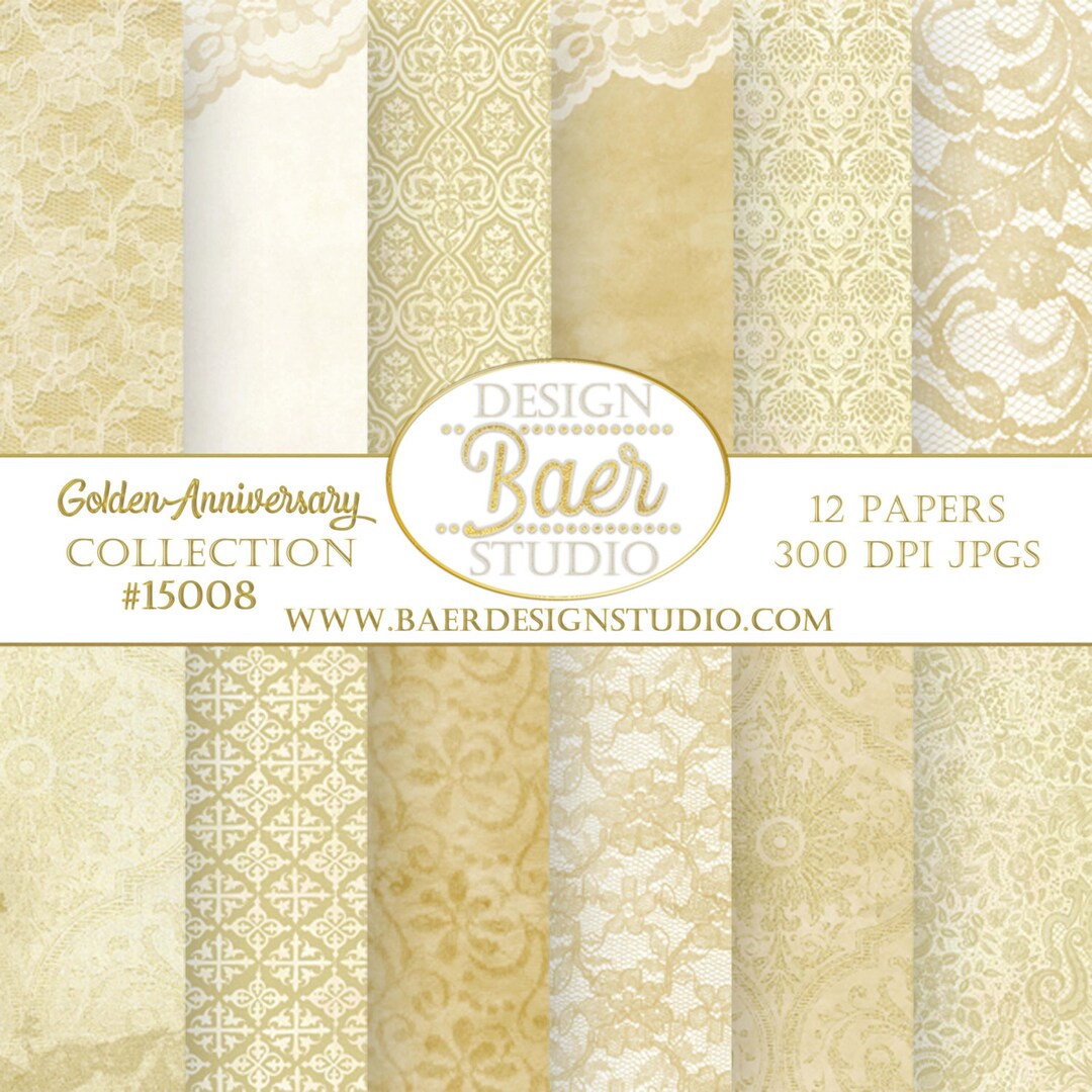 Digital Paper Gold: Lace Digital Paper, Papel Digital, Gold and Ivory ...