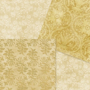 Gold Digital Paper Printableelegant Digital Papergold and White Damask ...