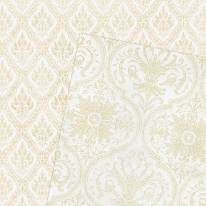 Gold Digital Paper Printableelegant Digital Papergold and White Damask ...