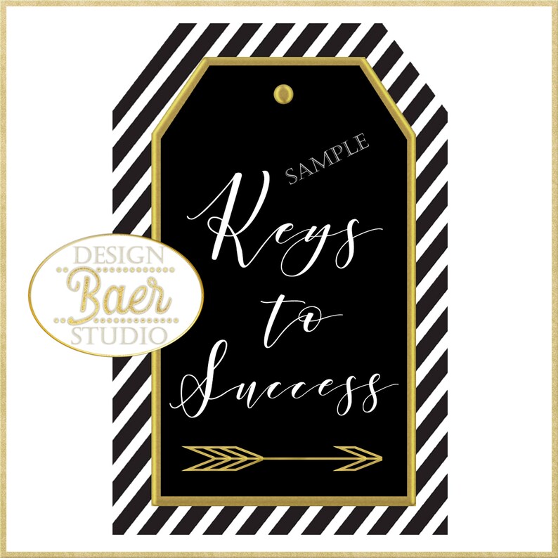 Black and Gold Keys to Success Printable Tags:college - Etsy