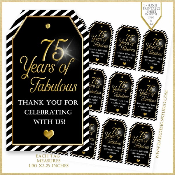 75th Birthday Tags - Etsy