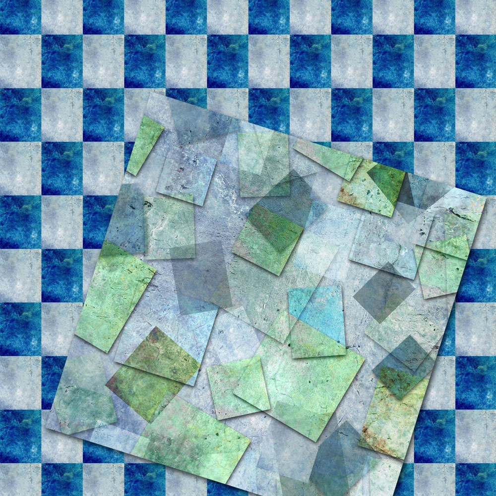 Blue and Green Check Digital Paper Patternmosaic Digital - Etsy