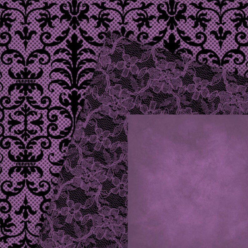 Purple and Black Digital Paper Purple Damask Digital Paper | Etsy