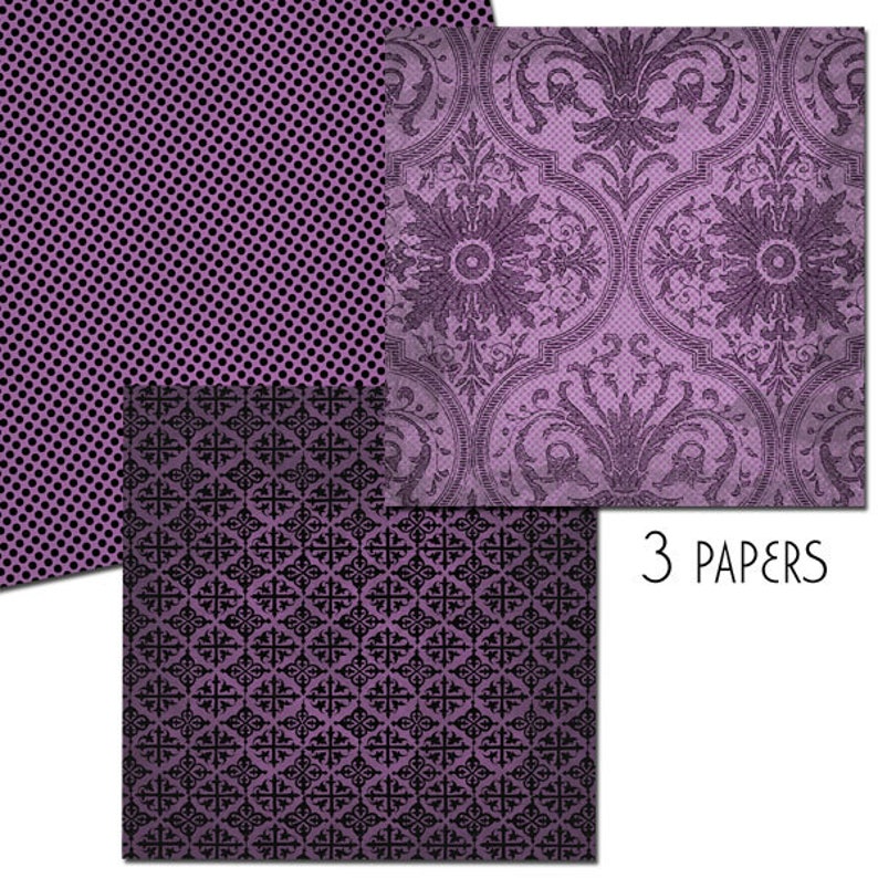 Purple and Black Digital Paper Purple Damask Digital Paper | Etsy