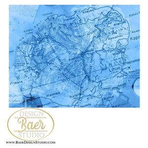 11x14 Digital Paper, Blue Vintage Map Digital Paper, Hawaiian Map ...