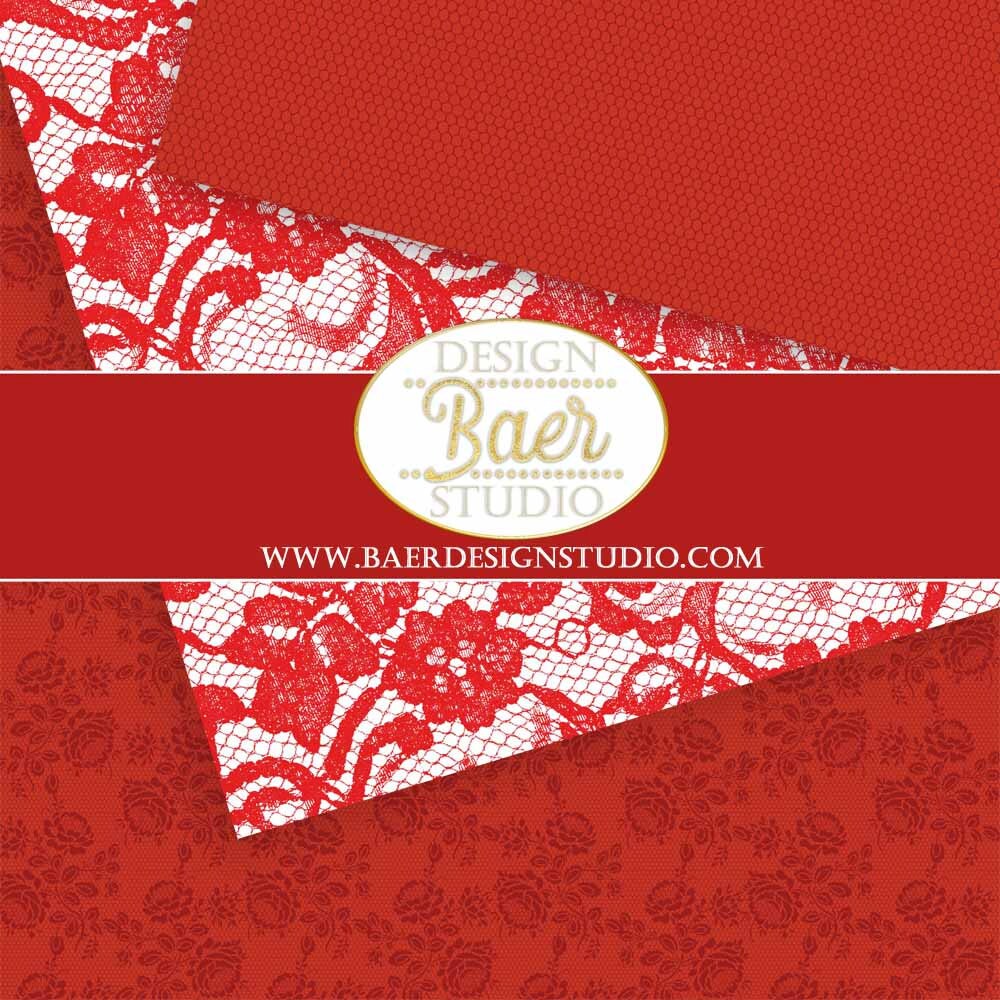 Red Lace Digital Paper: Vintage Scrapbook Backgrounds, Christmas Junk ...