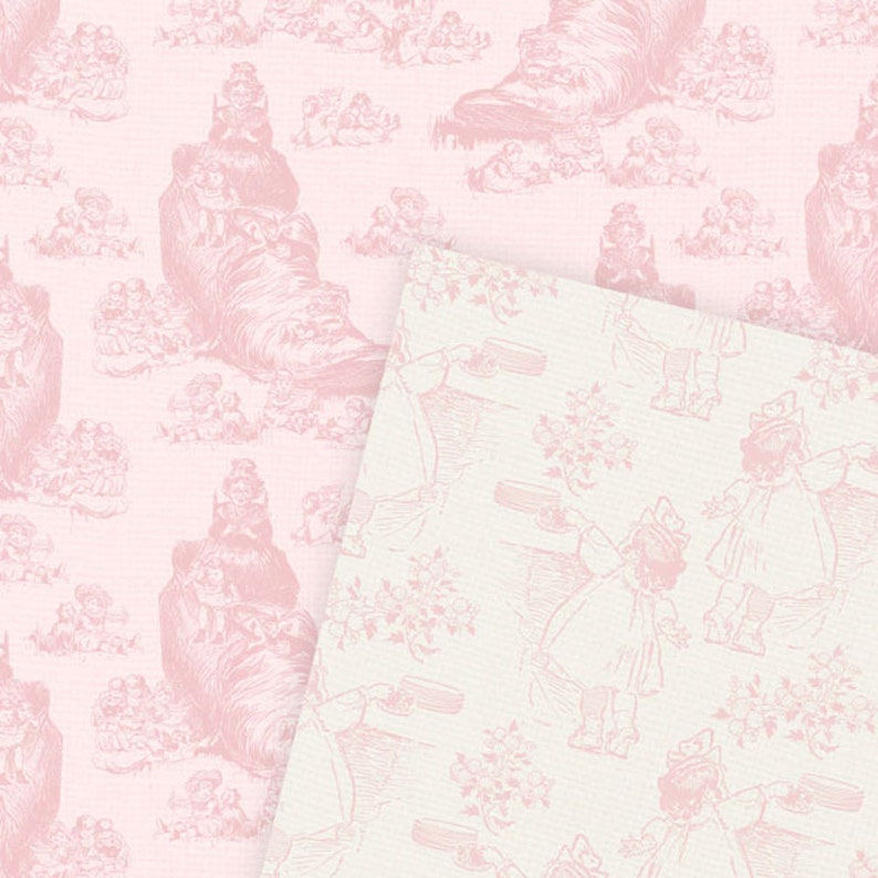 Toile Digital Background:pink Toile Digital Paper Download - Etsy