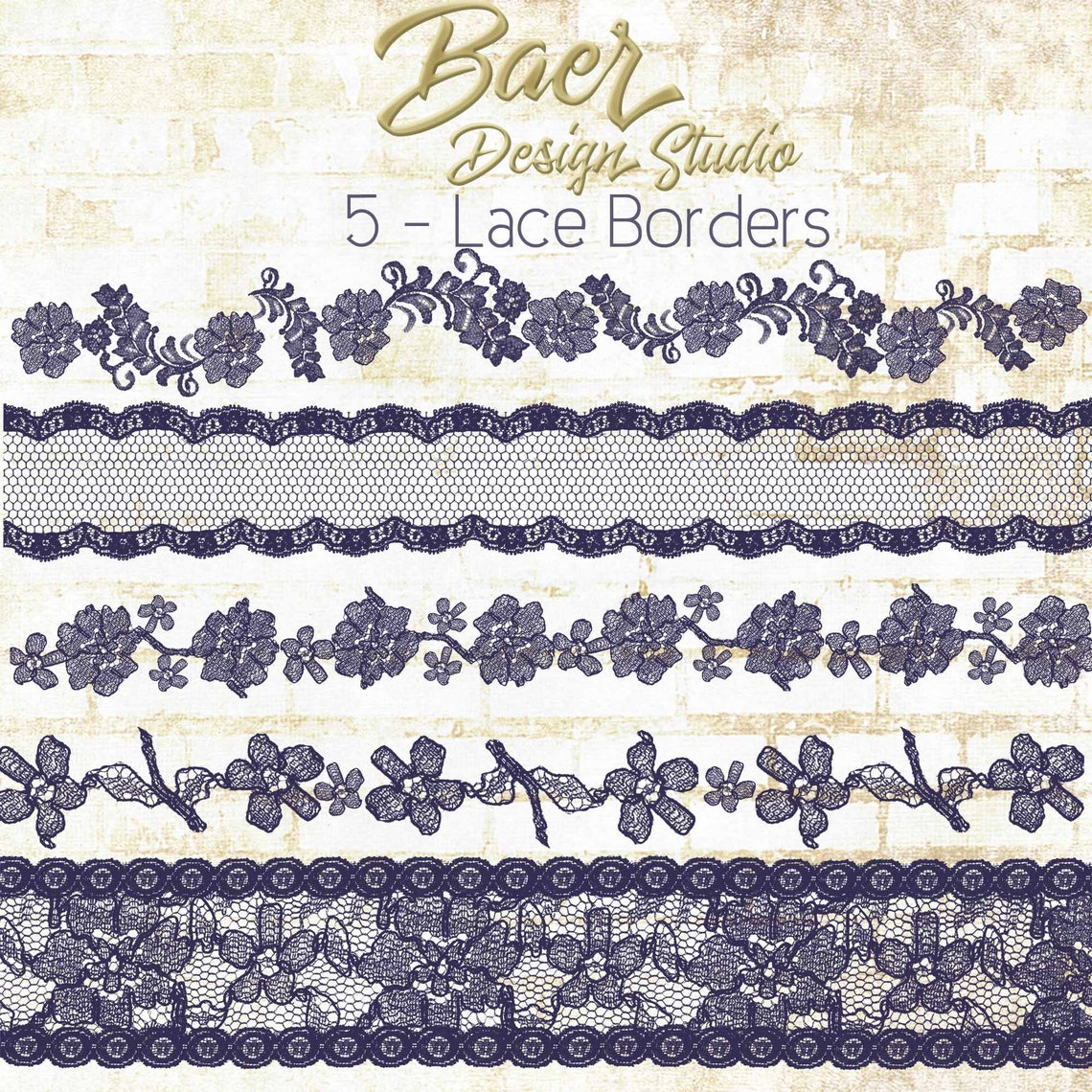 Navy Blue Digital Lace:lace Clip Art Borders Navy Lace | Etsy