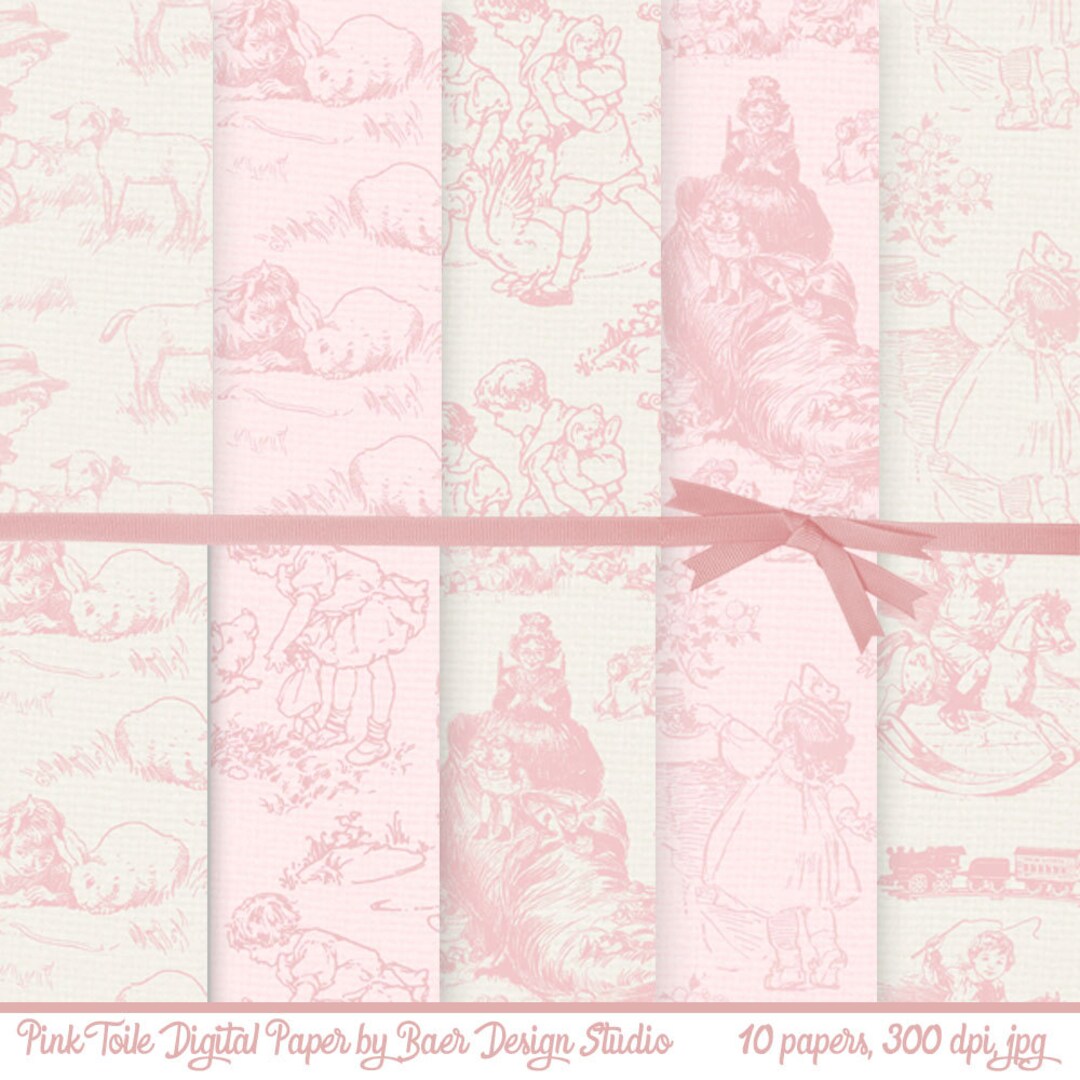 Toile Digital Background:pink Toile Digital Paper Download, Pink ...