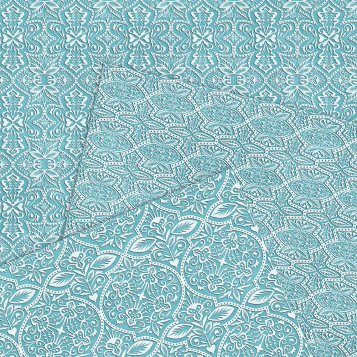 Turquoise and Silver Digital Paper Snowflake Digital Paper | Etsy