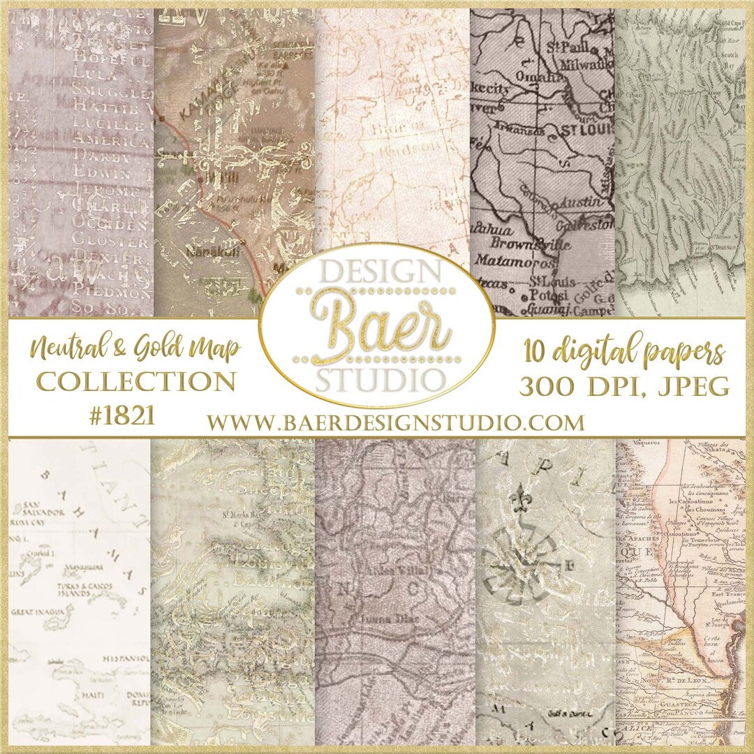 Antique Map Printable Paper:vintage Map Digital Paper, Neutral Map ...