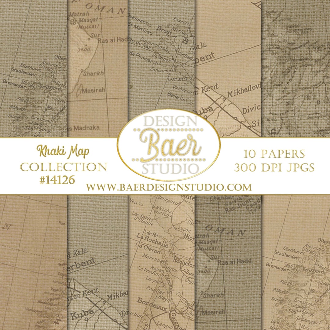 Travel Digital Paper, Taupe Map Digital Paper, Burlap Vintage Map ...