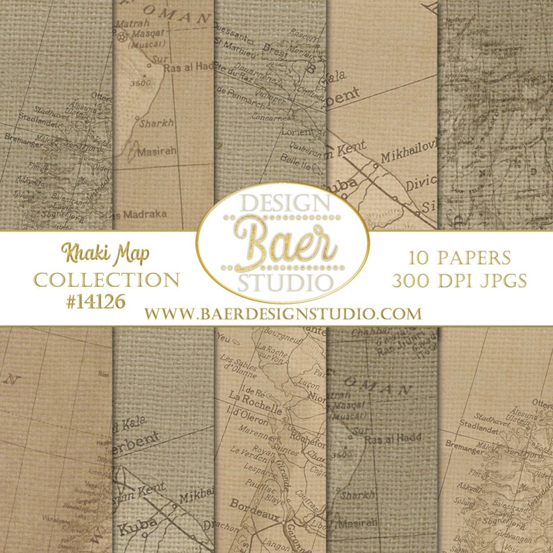 Travel Digital Paper, Taupe Map Digital Paper, Burlap Vintage Map ...