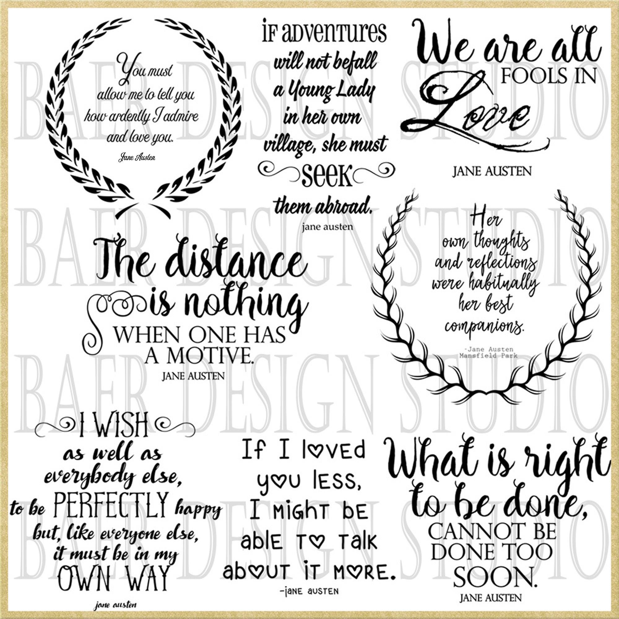 Jane Austen Quotes: Pride and Prejudice PNG Clipart (digital Download ...