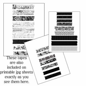 Digital Washi Tape Vintage:black and White Digital Washi Tape, Washi ...