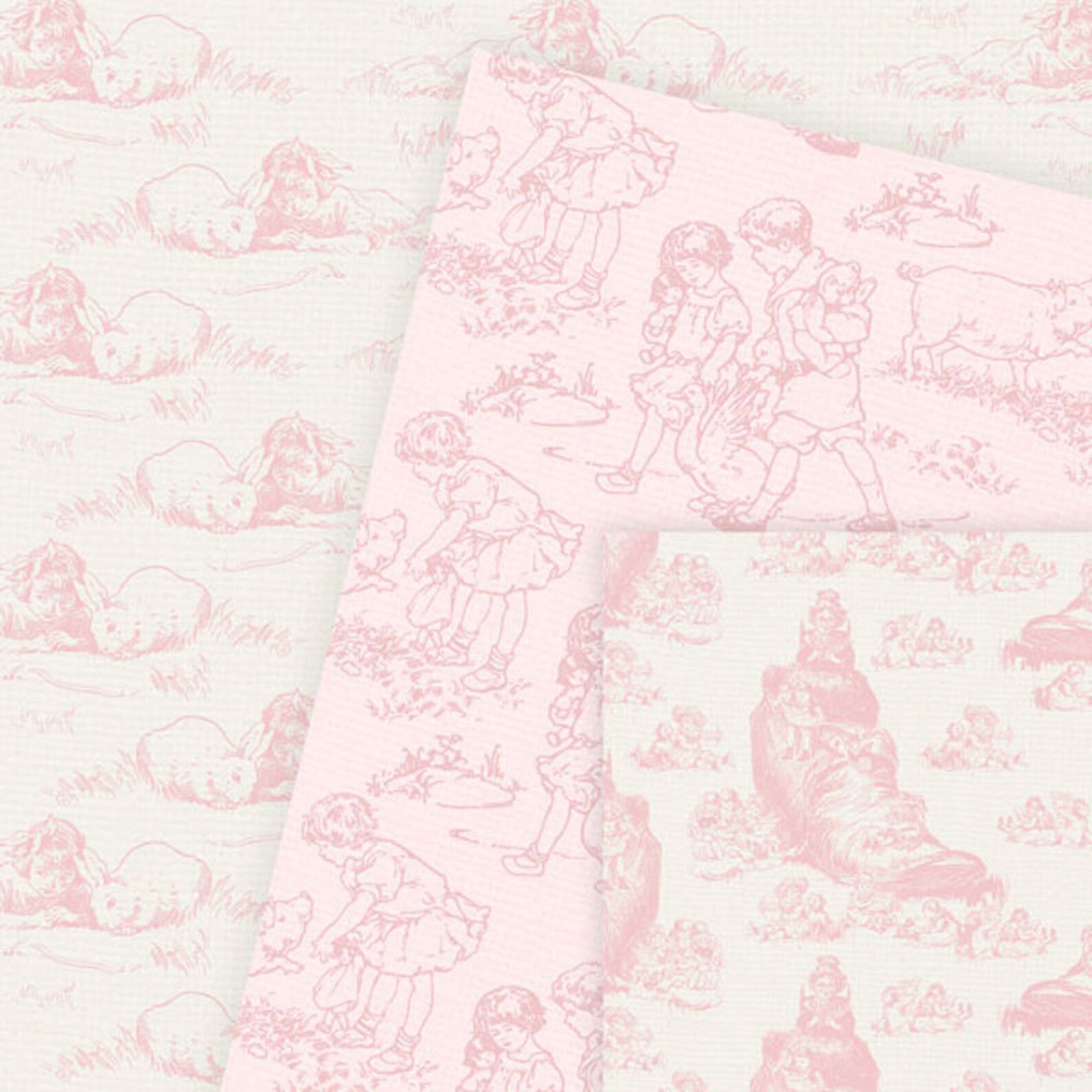 Toile Digital Background:pink Toile Digital Paper Download - Etsy