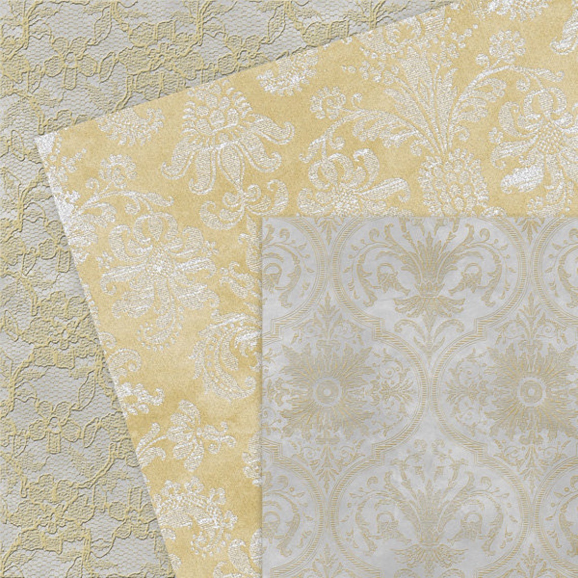 DIGITAL PAPER Vintage:gold Silver Damask Digital Paper 50th - Etsy