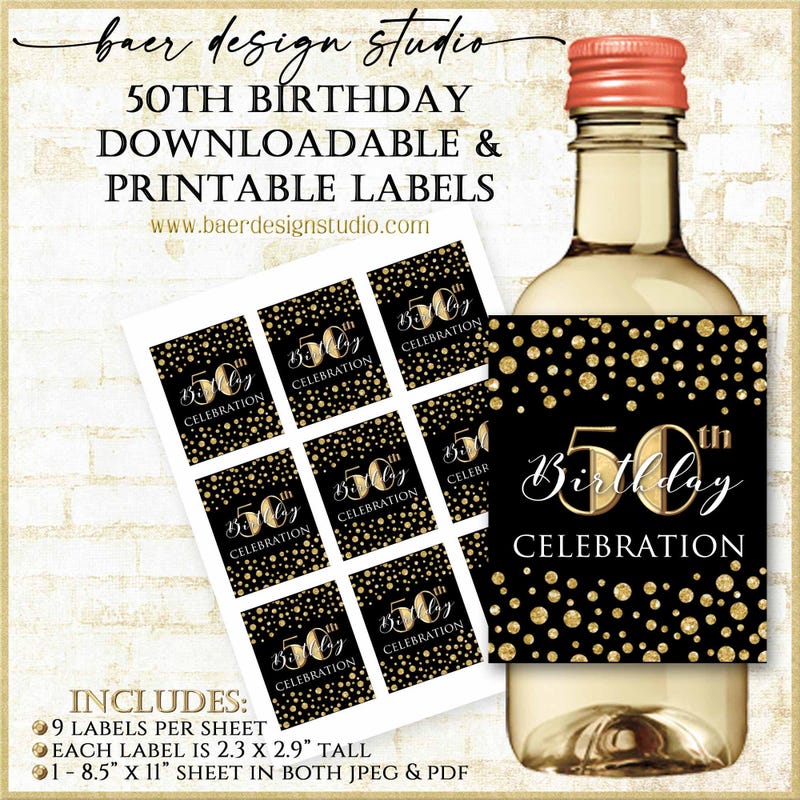 50th Birthday Labels - Etsy