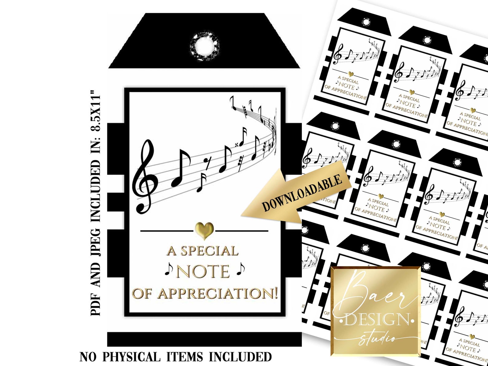 A Note of Appreciation Printable Tag, Musical Notes Party Favor Tag ...