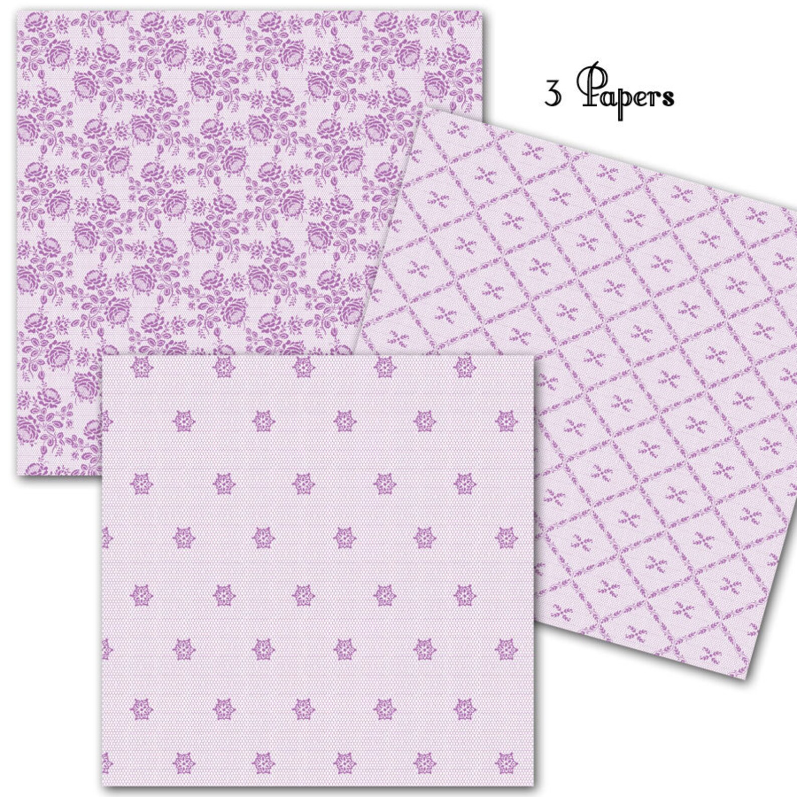 Purple Digital Paper:digital Scrapbook Paper Purple Lace - Etsy