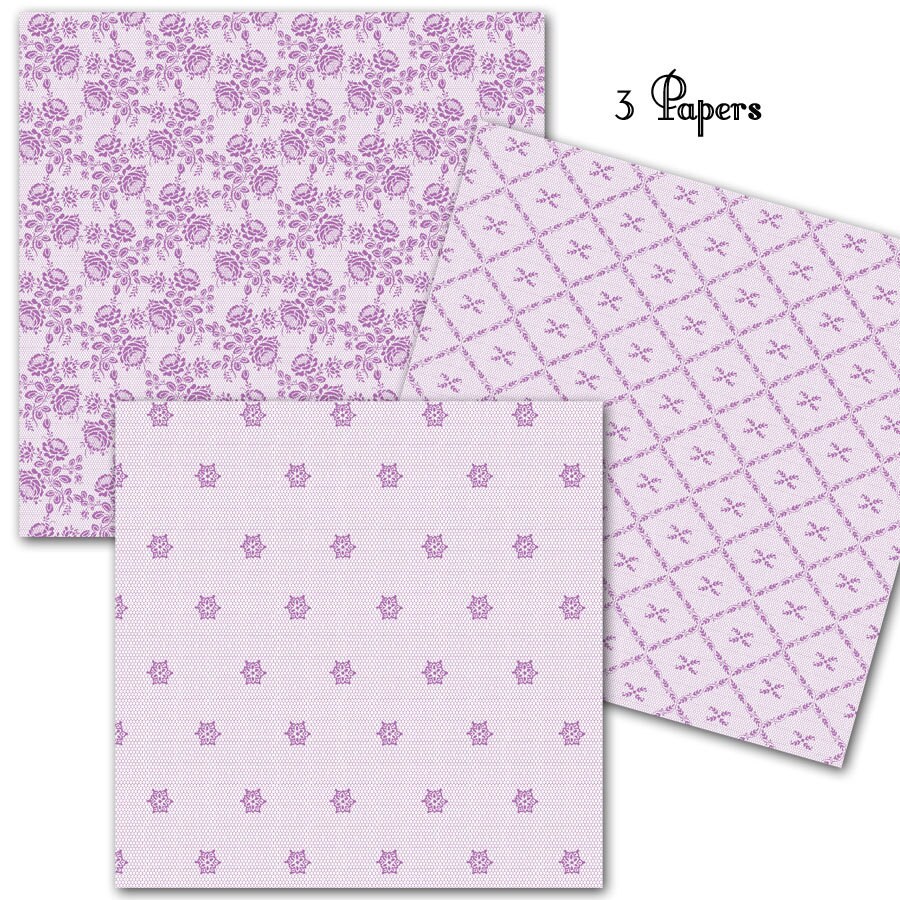Purple Digital Paper:digital Scrapbook Paper Purple Lace - Etsy
