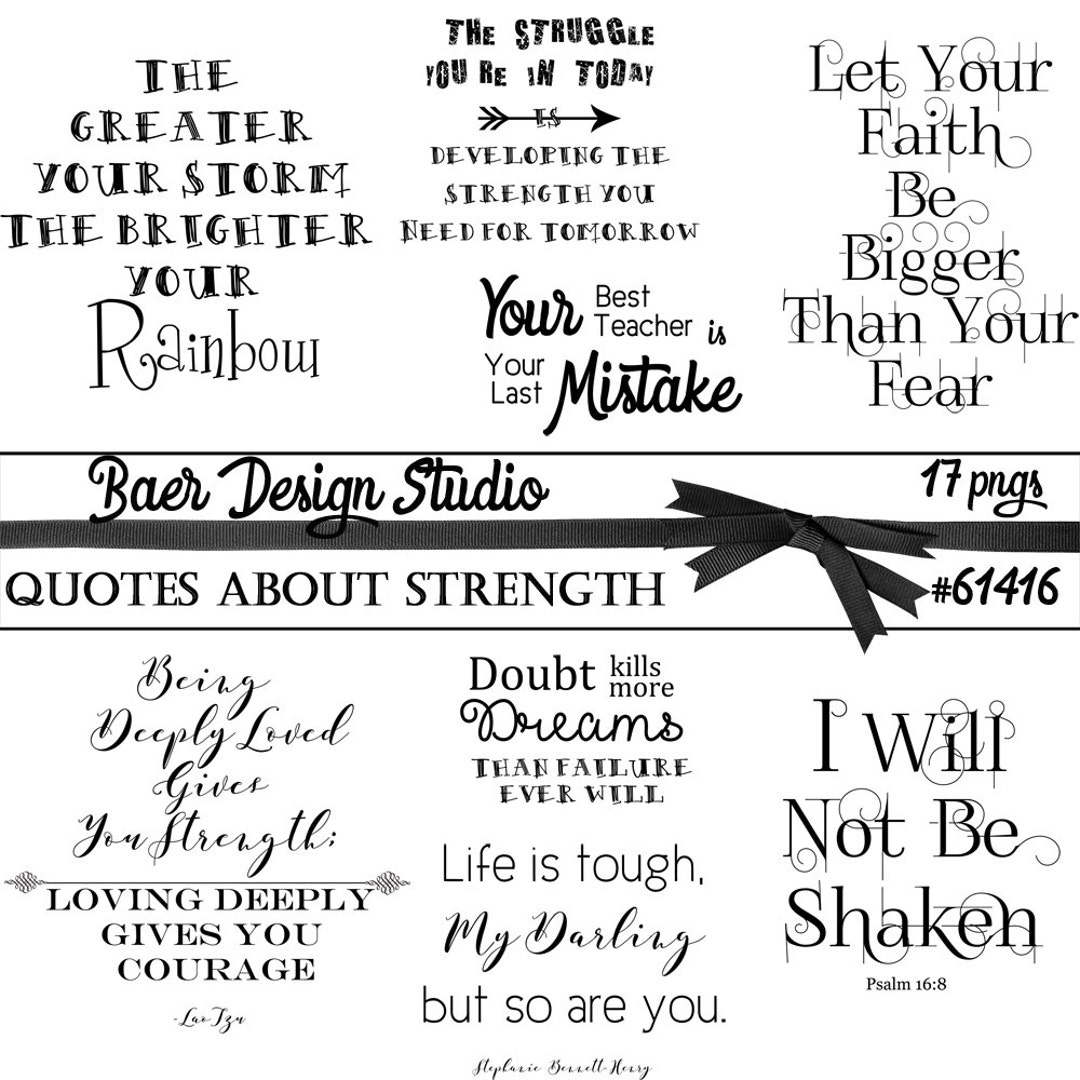 Strength Quotes: Inspirational Word Art PNG Clipart (digital Download ...