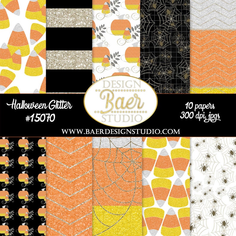 Digital Paper Halloween Glitter Digital Paper Pack Candy - Etsy