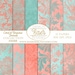Teal and Coral Damask Digital Paper: 12x12, 8.5x11 (digital Download ...