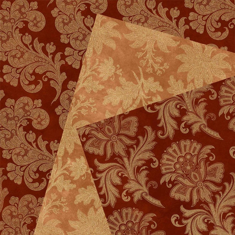 Bronze Damask Digital Paper: Copper and Gold Patterned Backgrounds ...