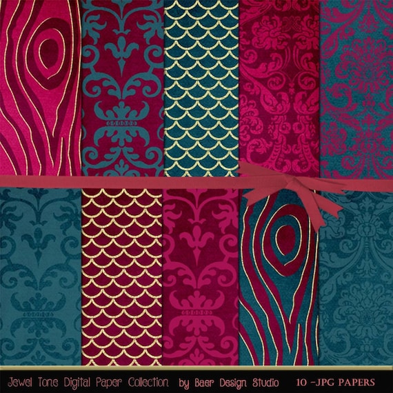 Jewel Tone Digital Background Paper: Burgundy and Gold Digital | Etsy