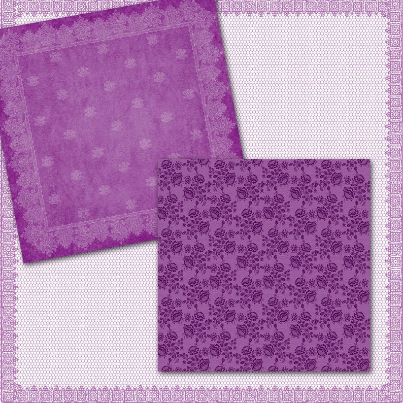 Purple Digital Paper:Digital Scrapbook Paper Purple Lace | Etsy