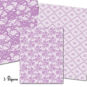 Purple Digital Paper:digital Scrapbook Paper, Purple Lace Digital Paper ...