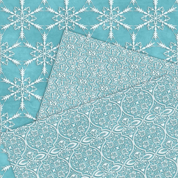 Turquoise and Silver Digital Paper Snowflake Digital Paper | Etsy