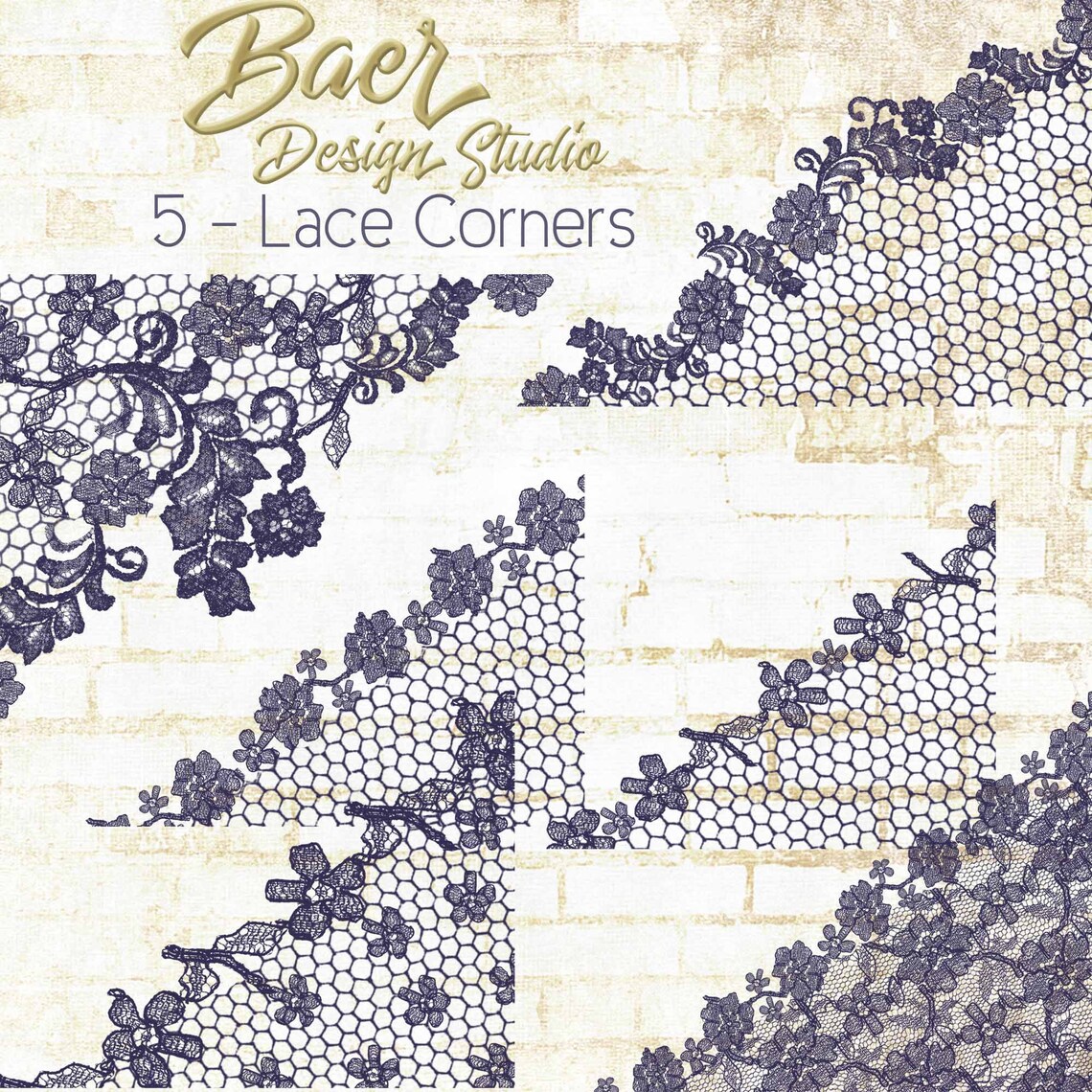 Navy Blue Digital Lace:lace Clip Art Borders Navy Lace - Etsy
