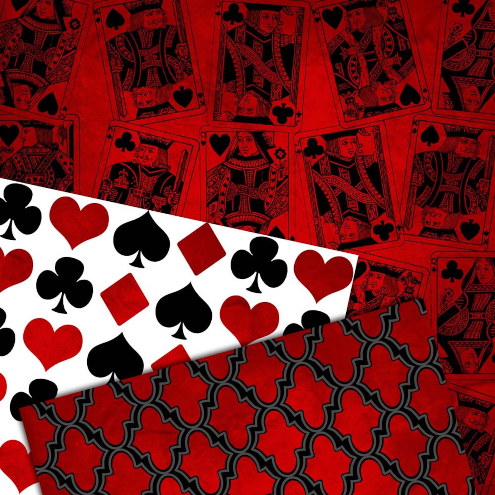 Red Playing Card Digital Paper, Valentines Digital Paper, Grunge Casino ...
