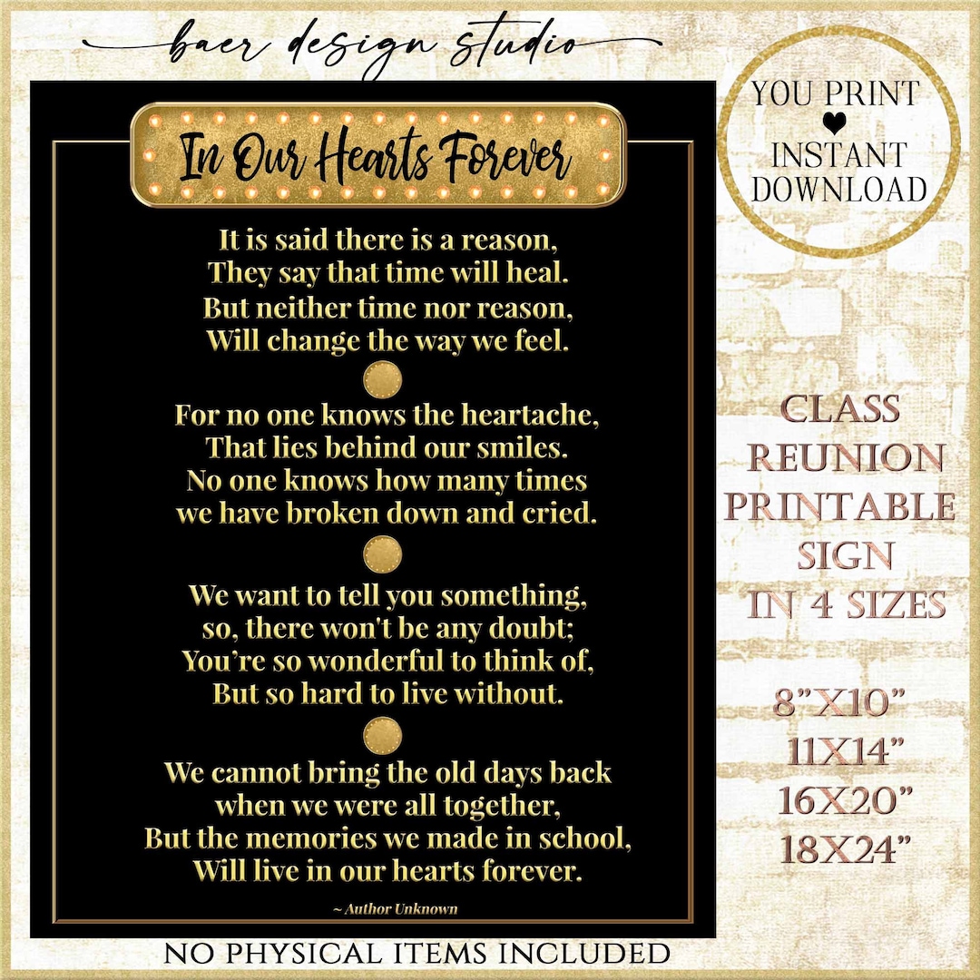 In Memory Poem for Class Reunion Memorial|posterin Our Hearts Forever ...